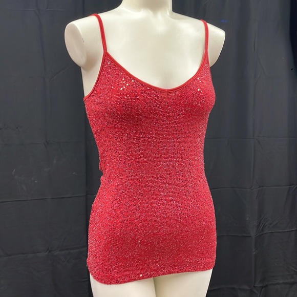 2B Bebe | Tops | 2b Bebe Red Spaghetti Strap With Sequin On Front And ...